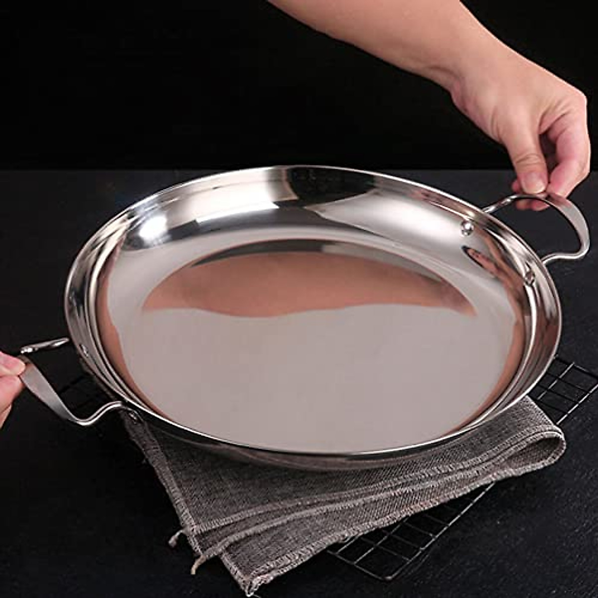 Luxshiny Crab Pots for Cooking Everyday Pan with Handles Stainless Steel Pot Korean Ramen Pot Stir Fry Pan Stewpot Skillet Saute Pan Induction Cooking Pot Casserole Pots 26cm
