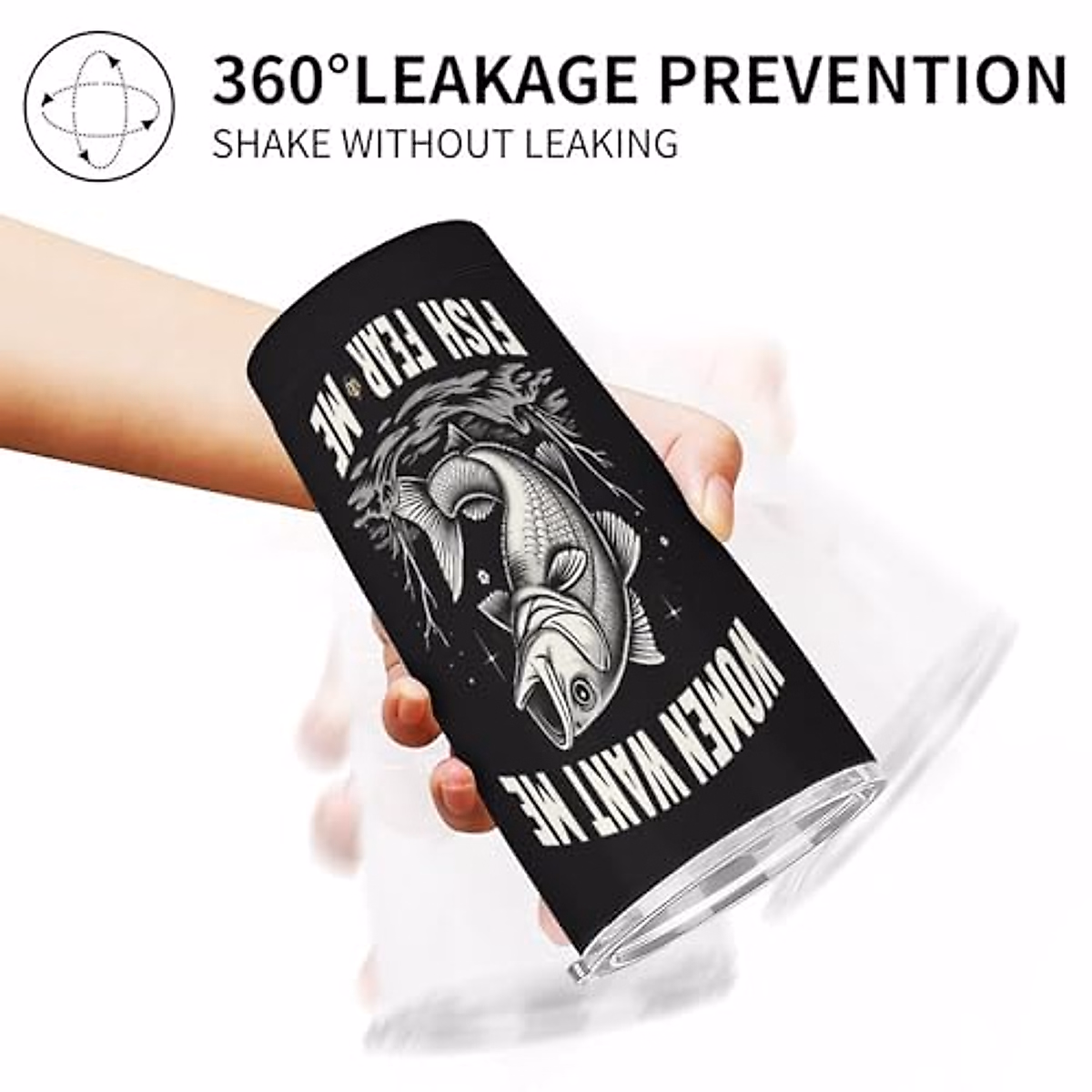 Women Want Me Fish Fear Me Funny Fishing 20 OZ Stainless Steel Tumbler Travel Car Coffee Mug with Straw Lid Cleaning Brush Coffee Tumbler Mug for Women Men