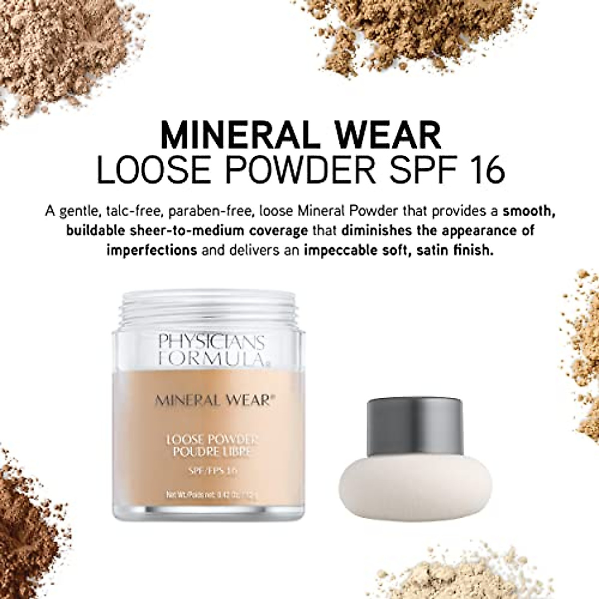 Physicians Formula Mineral Wear Talc-Free Loose Powder SPF 16 Creamy Natural, Dermatologist Tested, Clinicially Tested