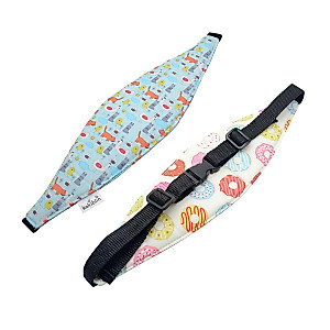 MASO 2Pcs Baby Car Seat Head Support, Car Seat Neck Relief and Head Support Band, Toddler Car Seat/Stroller Adjustable Sleep Positioner, Offers Safety and Protection for Kids(Animal&Donut)
