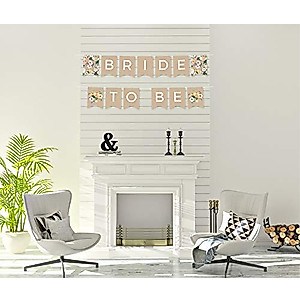 Andaz Press Peach Coral Kraft Brown Rustic Floral Garden Party Wedding Collection, Hanging Pennant Party Banner with String, Bride to Be, 5-Feet, 1 Set