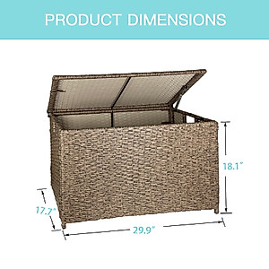 MOORLITER Wicker Storage Trunk, 42.3 Gallon (160L) Handwoven Wicker Chest, Large Wicker Basket with Lid, Wicker Trunk with Safety Hinge, Support 200 lbs, Rustic Brown