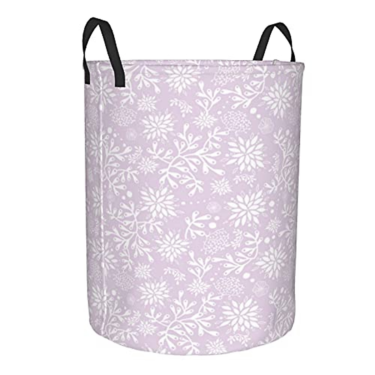 Laundry Basket,Purple Underwater Seaweed Texture,Large Canvas Fabric Lightweight Storage Basket/Toy Organizer/Dirty Clothes Collapsible Waterproof For College Dorms-Large