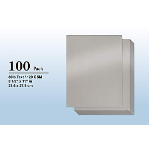 Silver Metallic Paper - 100-Pack Silver Shimmer Paper, Paper Crafting Supplies, Perfect for Flower Making, Ticket, Invitation, Stationery, Scrapbook Use, Printer Friendly, 120 GSM, 8.5 x 11 Inches