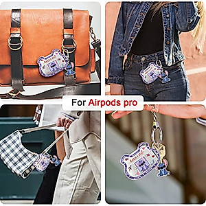 Cute Case for Airpods Pro Cover with Kawaii Blue Big Ear Dog Keychain for Women Girls Kid Funny Clear Protective Soft Silicone Cover Skin