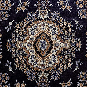 Home Dynamix Premium Sakarya Traditional Medallion Border Area Rug, Navy Blue, 7'8"x10'7" Rectangle