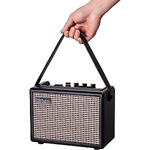 Acoustic/Electric Guitar Amplifier, 15 Watt Portable Bluetooth Amp for Guitar Acoustic/Electric with Reverb Effect, 2 Band EQ,Black