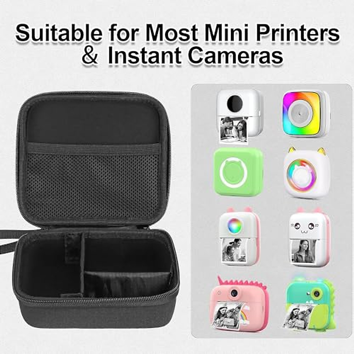 HUIJUTCHEN Mini Thermal Portable Printer for iOS&Android with Hard Protection Storage Case,Bluetooth Inkless Pocket Printer with 11 Rolls of Thermal Paper＆Sticker to Print Photo Receipt DIY