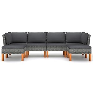 khalery [New Lounge Set - 4-Piece Outdoor Furniture Poly Rattan Set with Gray Cushioned Sofa Weather-Resistant Conversation Set for Garden Poolside Balcony - Stylish and Durable-Gray