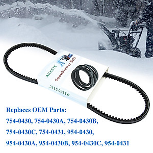 AILEETE 954-0430C Auger Belt 3/8" x 35" for MTD Craftsman Cub Cadet Troy-Bilt Ryobi Yard Man Snowblower 754-0430, 754-0430A, 754-0430B, 754-0430C, 754-0431, 954-0430, 954-0430A, 954-0430B, 954-0431
