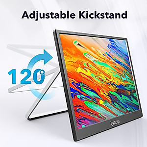 Lepow Portable Monitor C2S 15.4" Portable Laptop Monitor 1080P IPS Screen with Dual Speakers Foldable Kickstand HDMI USB Type-C Mini DP, External Travel Monitor for Laptop PC Phone Xbox Switch PS4