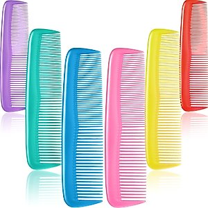 12 Pieces Colorful Hair Combs Set for Kids Women Men Colorful Plastic Fine Dressing Comb (Yellow, Purple, Green, Blue, Red, Pink)
