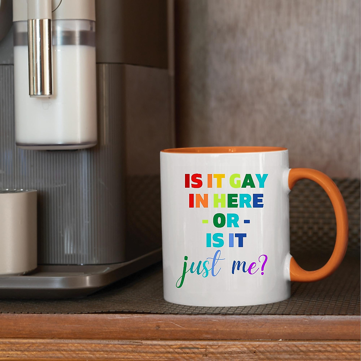 Is it Gay in here or is it just me for LGBTQ Gays Lesbian LGBT pride 11oz 15oz Inner Color Accent Mug