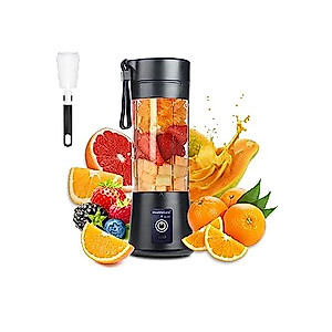 Portable Blender,Personal Blender for Smoothies and shakes with Rechargeable USB Port, 380ml mini Personal Size Blender with 6 Blades (black)