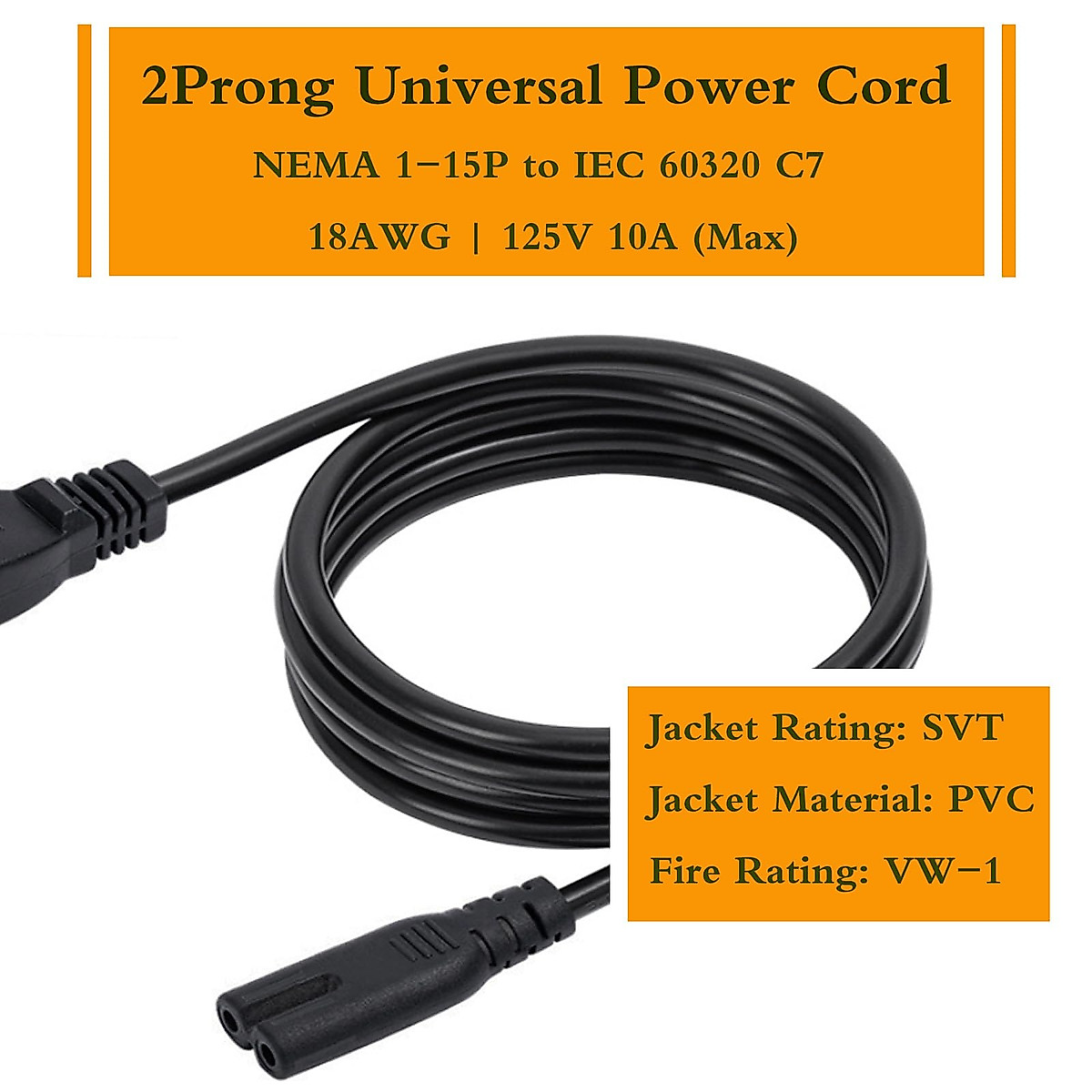 TV Power Cable Cord for Samsung 24" 32" 40" 43" 48" 49" 50" 55" 60" 65" 75" Inch LCD HD Smart 4K Curved TV UN55RU8000FXZA UN65RU7100FXZA UN43NU6900FXZA 6FT Replacement TV Power Charging Cord