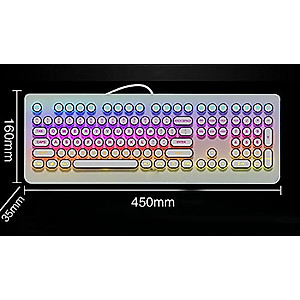 MUMUJJ Wired Retro Mechanical Gaming Keyboard, 18 Backlight Effect, Full Key 108 Keys Keypad for Office Typing and Gaming