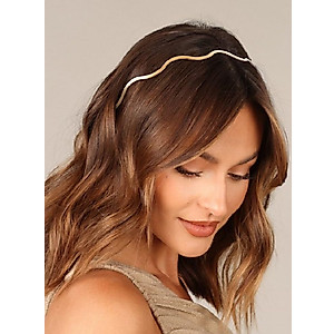 Metal Headbands for Women - Trendy & Cute Gold and Silver Designer Hair Accessories: Elastic Hair Bands for Teens & Women (2PCS)