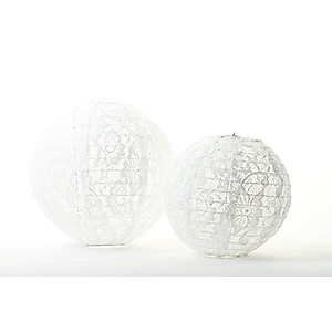 Andaz Press Hanging Lace Lanterns Decorations, Real Lace Fabric, 8-inch and 10-inch, 2-Pack, for Burlap and Lace Theme Wedding Bridal Baby Shower 1st Birthday Party Supplies Girl Nursery Decor