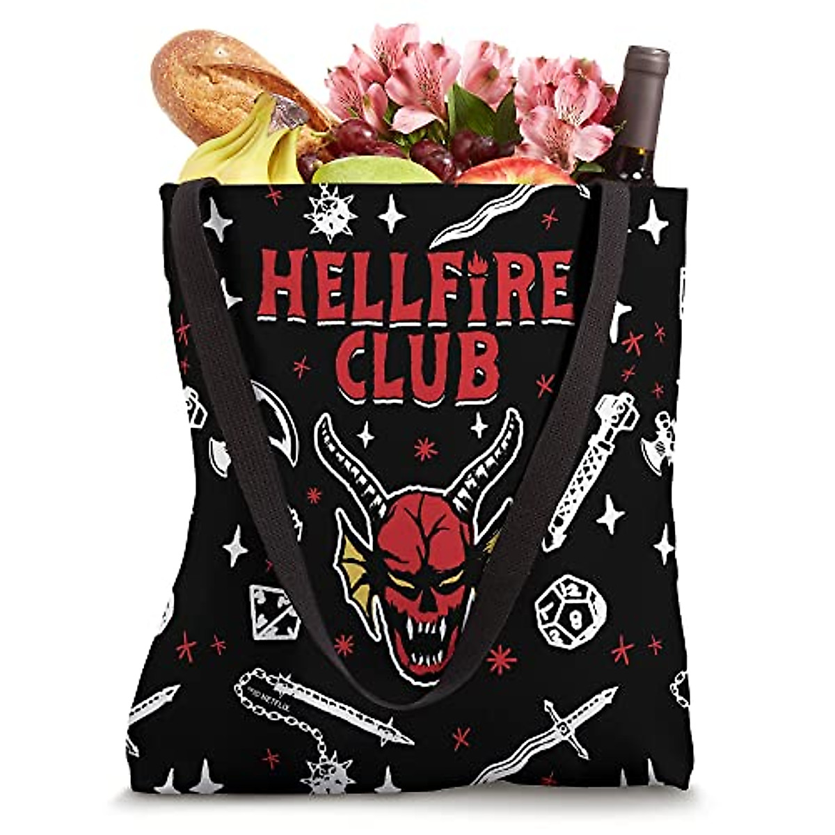 Stranger Things Hellfire Club Textbook Pattern Tote Bag