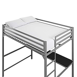 DHP Miles Metal Full Loft Bed with Desk, Silver