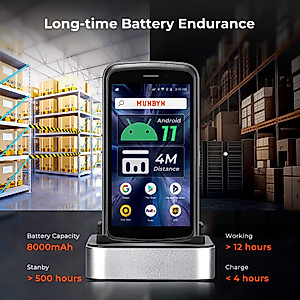 MUNBYN Android Barcode Scanner 082Pro, Android 12 Barcode Scanner, Equipped with Honeywell HS7 Barcode Scanner, and Android Barcode Scanner with Full Screen Dock Charger