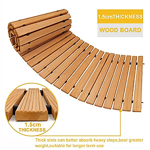 TONAHUTU 6FT Wooden Garden Pathway, Roll Out Wooden Curved Pathway Weather-Resistant Walkway for Outdoor Patios 17" W Roll Out Hardwood Walkway with Non-Slip Surface Wedding Party Pathways (Curved)