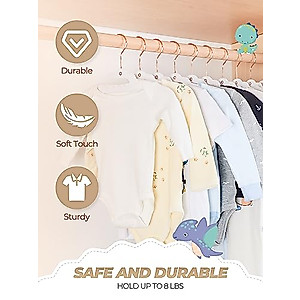 HOUSE DAY Premium Baby Hangers Velvet 60 Pack, Dino 11.4'' Baby Clothes Hangers for Kids +6 Pcs Dividers, Sturdy Children Felt Non Slip Hanger for Nursery on Baby Boys & Girls Closet Organizer - White