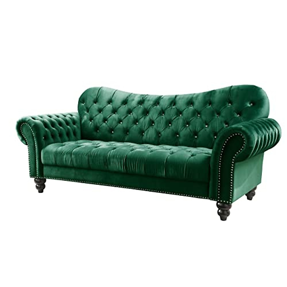 ICE ARMOR 2Pc Living Room Set Loveseat in Green Velvet Sofas
