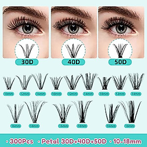 AMZGIRL LASH Diy Individual Lashes Cluster 300pcs Lash Clusters Eyelash Extensions At Home Soft Natural Eyelashes Clusters mixed Tray Faux Mink Lash (3 Styles-D Curl,10-18mm Mixed)