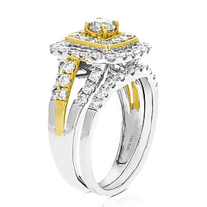 Vir Jewels 1.87 cttw Diamond Wedding Engagement Ring Bridal Set 14K Two Tone Gold Size 6