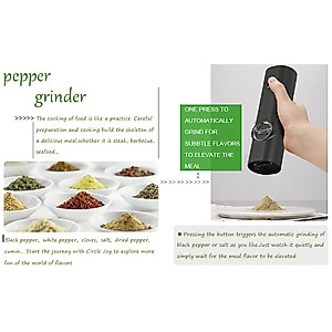 Saknaop Electric Pepper Grinder，Pepper Salt Mill Grinder refillable with Gravity Sensor Switch, Salt Grinder Spice Grinder with Adjustable Coarseness and LED Blue Light,Battery Operated