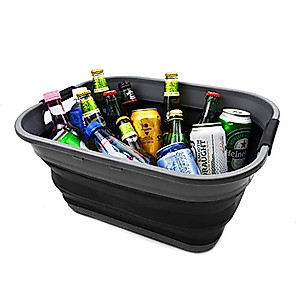 SAMMART 17.5L (4.6 Gallon) Small Collapsible/Foldable/Pop Up/Portable Washing Tub, Water Capacity 13.5L (1, Grey/Black)