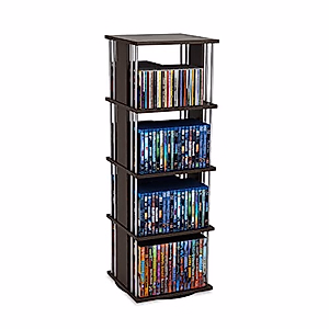 Atlantic Typhoon Media Storage Spinner, Space-Saving 360-Degree Rotation, Organize & Protect Prized Media & Memorabilia Collections, PN 82635716 – Espresso