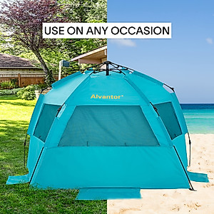 Alvantor Extra Large Beach Tent Super Bluecoast Beach Umbrella Outdoor Sun Shelter Cabana Automatic Pop Up UPF 50+ Sun Shade Portable Camping Fishing Hiking Canopy Easy Setup Windproof Patent Pending