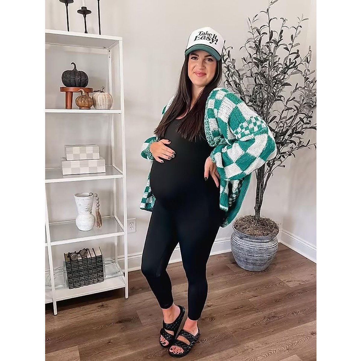 Bhome Maternity Jumpsuits Sleeveless Romper Pregnant Bodysuit One-piece Leggings Activewear Black L