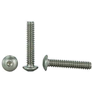 Stainless #6-32 x 3/4" (3/8" to 2" Available) Socket Button Head Cap Screws, Full Thread, Hex Drive, Stainless Steel 18-8, Machine Thread (6-32 x 3/4")