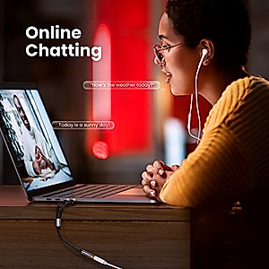 UGREEN Headphone Splitter for Computer 3.5mm Female to 2 Dual 3.5mm Male Braided Audio Splitter Cable Microphone Stereo Jack Earphones Port Cord Gaming Headset to PC Laptop Adapter Black