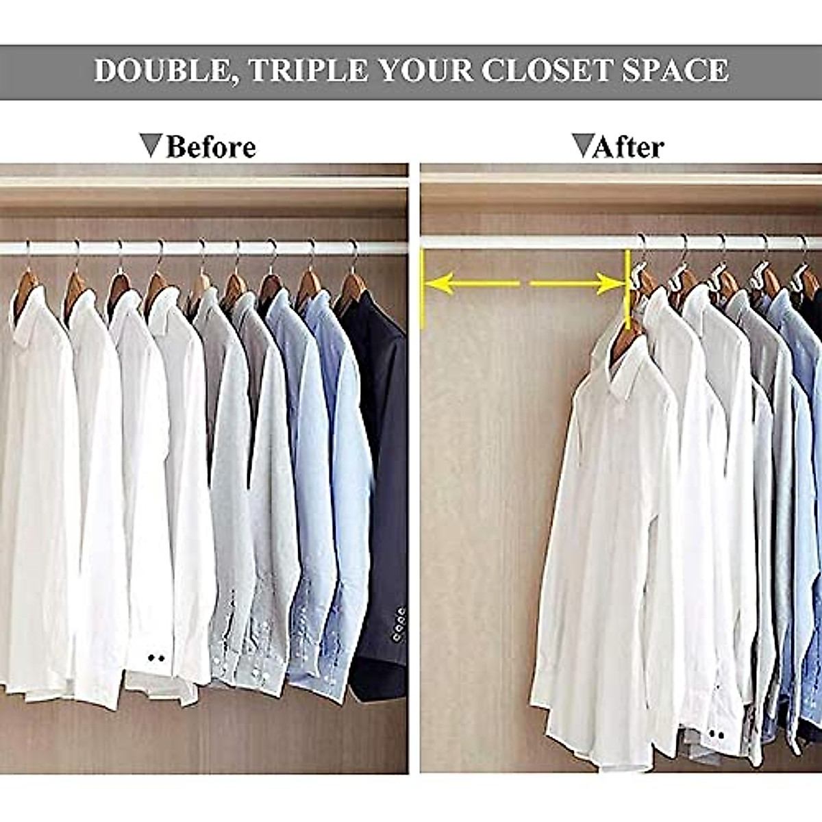 Hawtrytoa 50pcs Space Saving Clothes Hanger Connector Hooks Super Space Saving for Closet Coat Hooks for Hanging,Thicken Space Saving Hangers Clothes Hangers Space Savers (50 White)