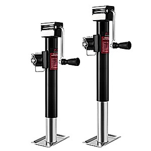 OPENROAD 2000lbs Swivel Trailer Jack (2 Pack),10 Inch Vertical Travel Weld-On Pipe-Mount Trailer Jack with A3 Steel Jack Footplate Sidewind Handle & Pull Pin,for Campers RVs Boats Utility Trailers