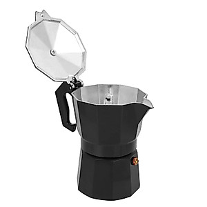 Emoshayoga 300ML 6-Cup Capacity Moka Pot Coffee Supplies Coffee-Making Tool Made of Aluminum for Home and Office(Black)
