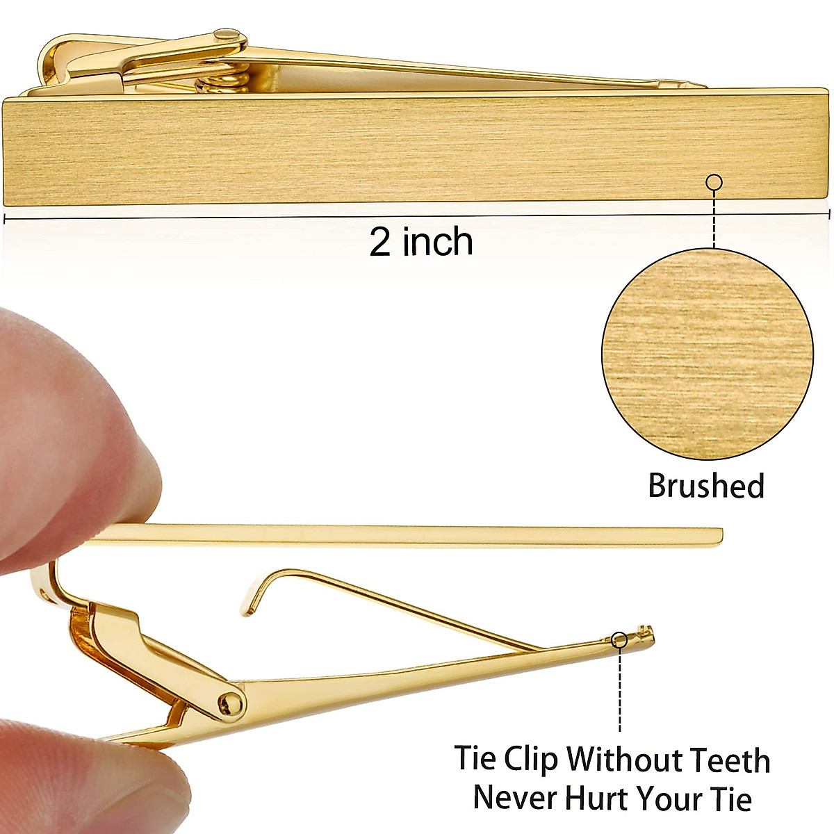 HAWSON Trendy Slide Clasp 7 Colors Tie Bar Clips Pin for Men Necktie Accessories with Gift Box (Gold)