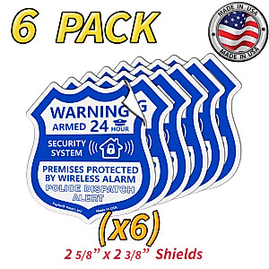 Psyfer® (Fade-Free) 6 Pack - Small Alarm Security Outdoor UV Window Stickers [Made in USA]