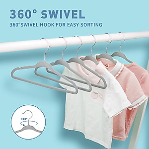 ELAORY Baby Hangers, Kids Hangers, 15 Pack Kids Velvet Hangers, Velvet Baby Hangers, 11 Inch Non Slip Hangers, Childrens Velvet Hangers, Baby Clothes Hangers for Shirts, Pants & Dresses (Gray)