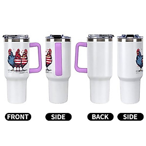 USA Flag Chicken Insulated Tumbler with Lid And Straw Stainless Steel Travel Coffee Mug 40oz Violet-style
