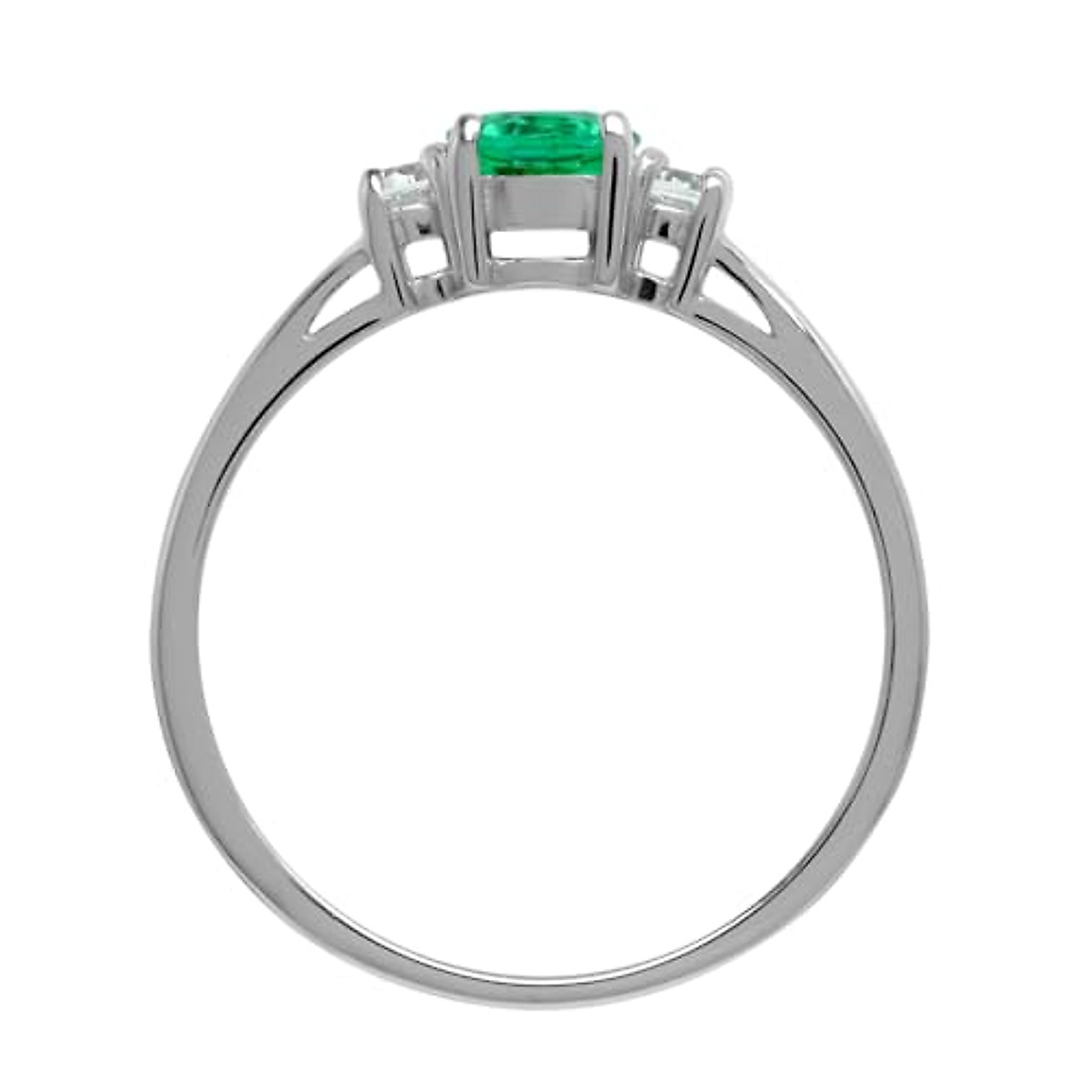 Silvershake Petite Green Nano Emerald & White CZ 925 Sterling Silver Promise Ring Size 6