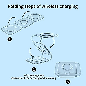BeTIM 3 in 1 Wireless Charger, Magnetic Foldable 3 in 1 Charging Station,Fast Wireless Charging Pad, Compatible with iPhone 14/Pro/Max/Plus/13/12/XR/XS/X/8Plus Series, iWatch, AirPods 3/2/Pro (White)