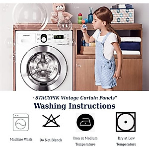 STACYPIK Farmhouse Elegant Floral Blackout Curtains Living Room Thick Linen Thermal Insulated Boho Drapes 96 Inches 2 Panels,Grommet Room Darkening Curtains Works for Window Heavyweight Curtains