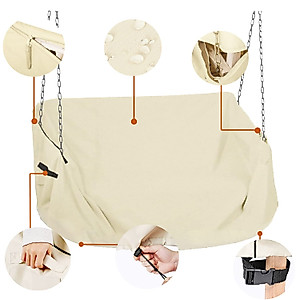 YHINGG Porch Swing Cover 61Inch Waterproof Hanging Outdoor Swing Chair Cover Garden Hammock Chair Cover Patio Furniture Covers (Beige)