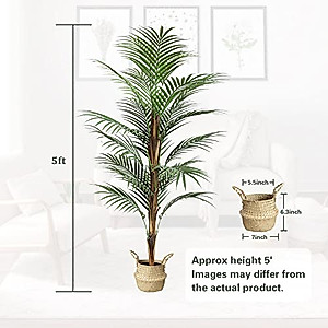 Chantoo Artificial Areca Palm Tree 5FT Fake Tropical Palm Plant with Realistic Artificial Leaves in Pot Faux Plant for Indoor Outdoor Home Patio Office Modern Decor 2Pack
