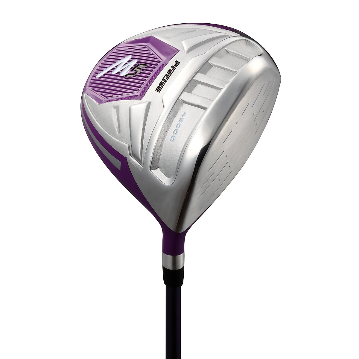 Precise M5 Ladies Womens Complete Right Handed Golf Clubs Set Includes Titanium Driver, S.S. Fairway, S.S. Hybrid, S.S. 5-PW Irons, Putter, Stand Bag, 3 H/C's Purple (Right Hand Tall Size +1")